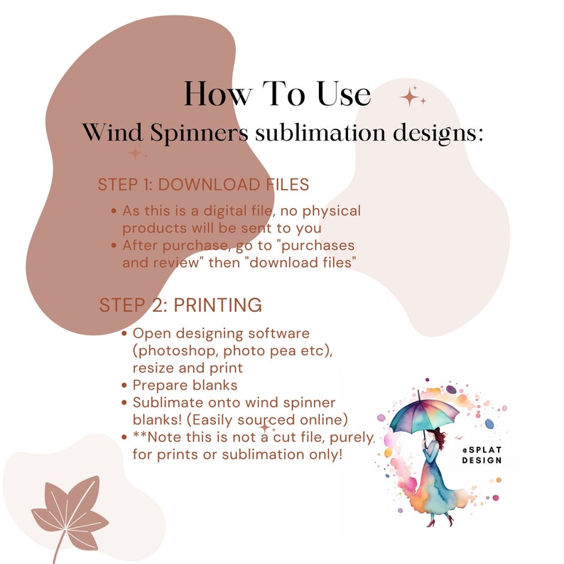 Watercolor Fairy Wind Spinner Sublimation Design Template, Black and ...