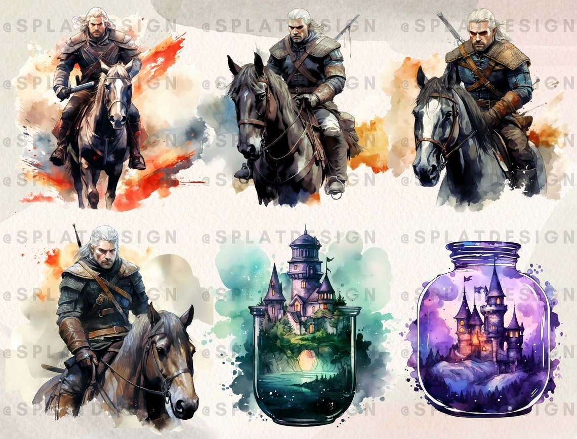 Watercolour Witcher Clipart Bundle, Potion Clipart, Magical Witch ...