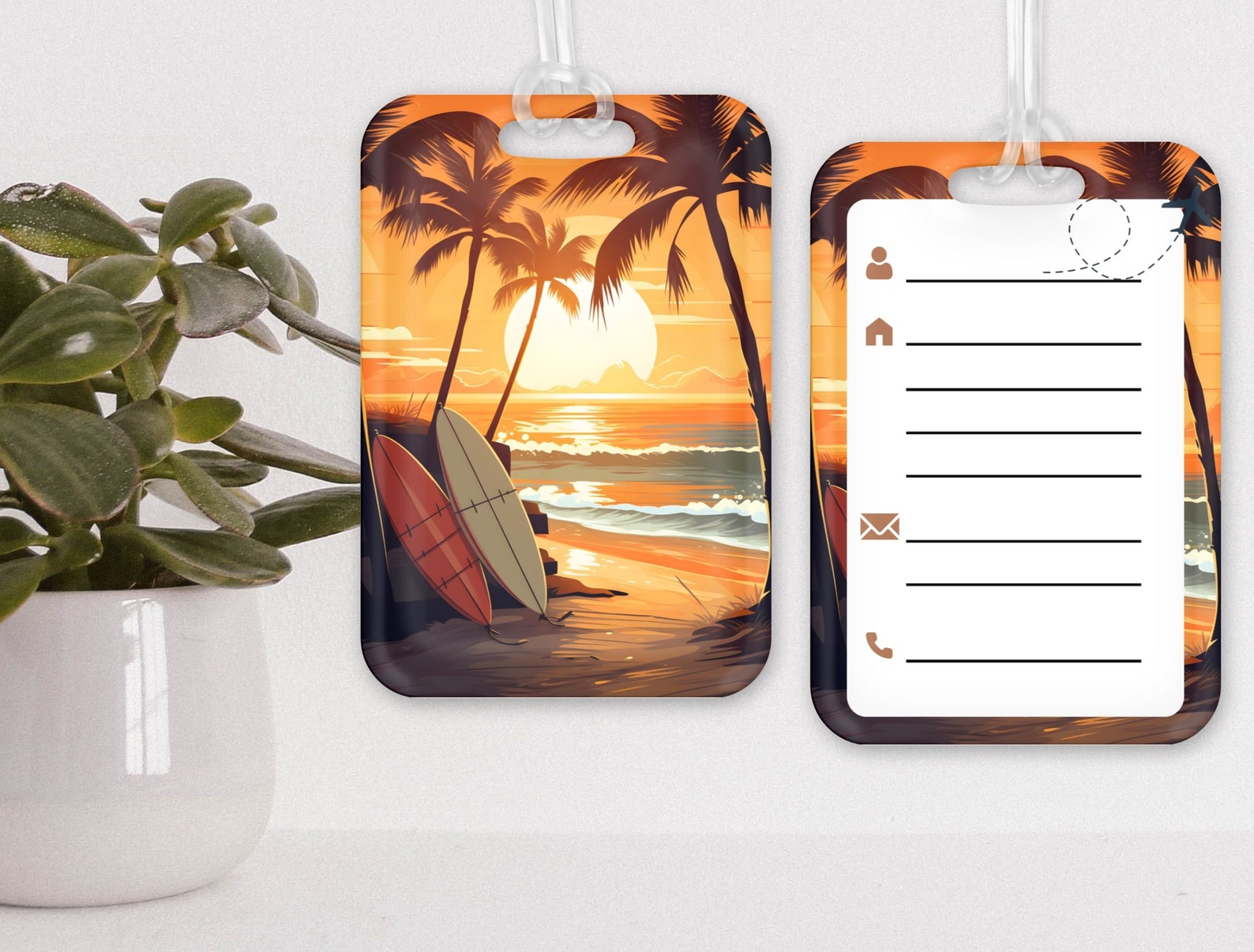 Summer Beach Luggage Tag Clipart Bag Tag Sublimation Design Bundle of 7 ...