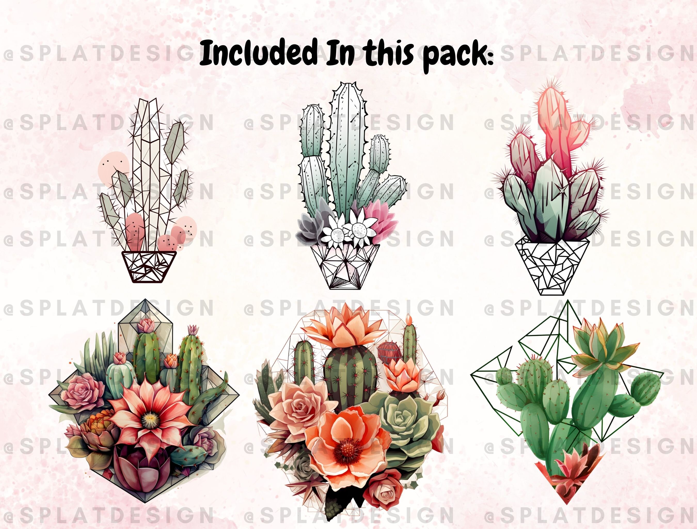 Boho Geometric Cactus Clipart Adventure Outdoor Clipart - Etsy