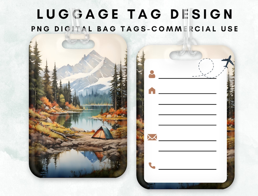 Autumn Mountain Luggage Tag Clipart Bag Tag Sublimation Design Template ...