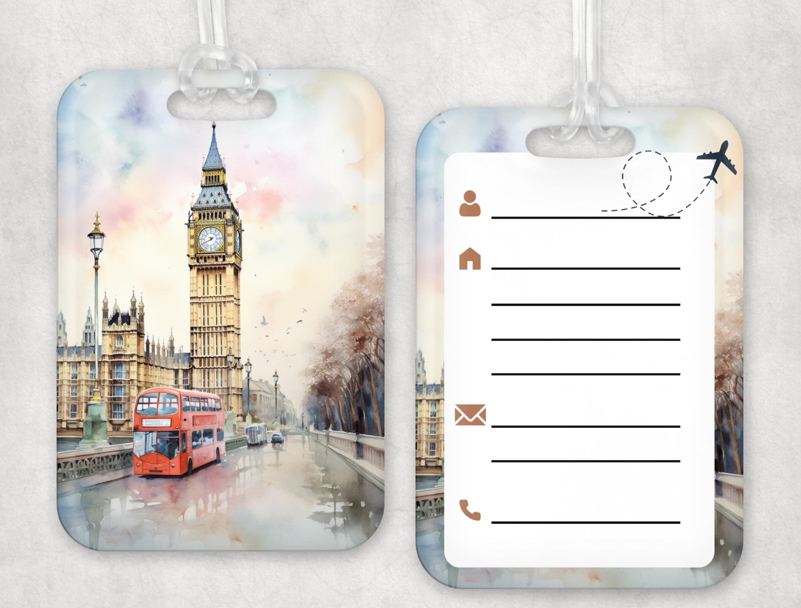 Watercolour London Luggage Tag Template Big Ben Luggage Tag Sublimation ...