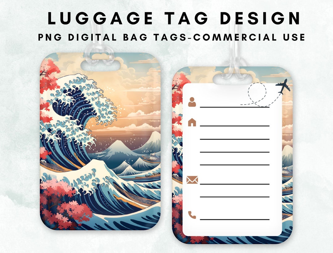 The Great Wave off Kanagawa Luggage Tag Clipart Bag Tag Sublimation ...