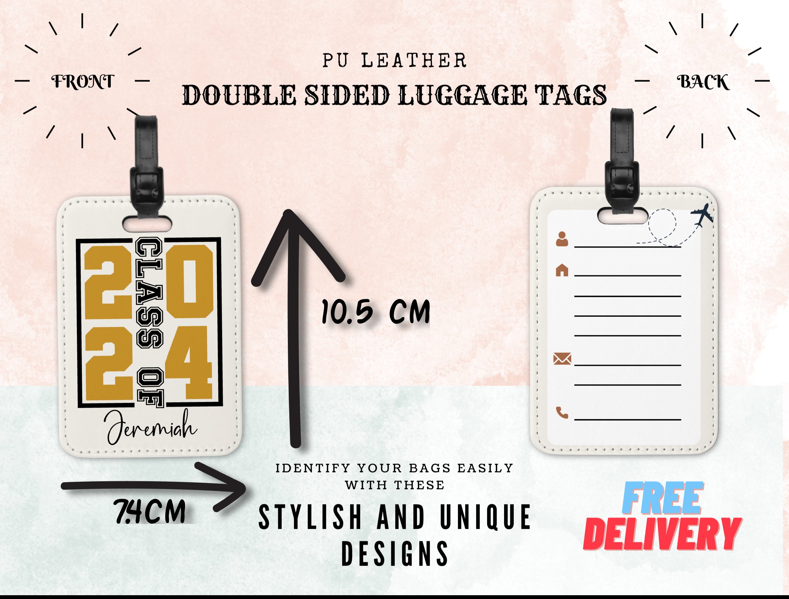 Personalized Graduation Bag Tags, Custom Class of 2024 Happy Graduation ...