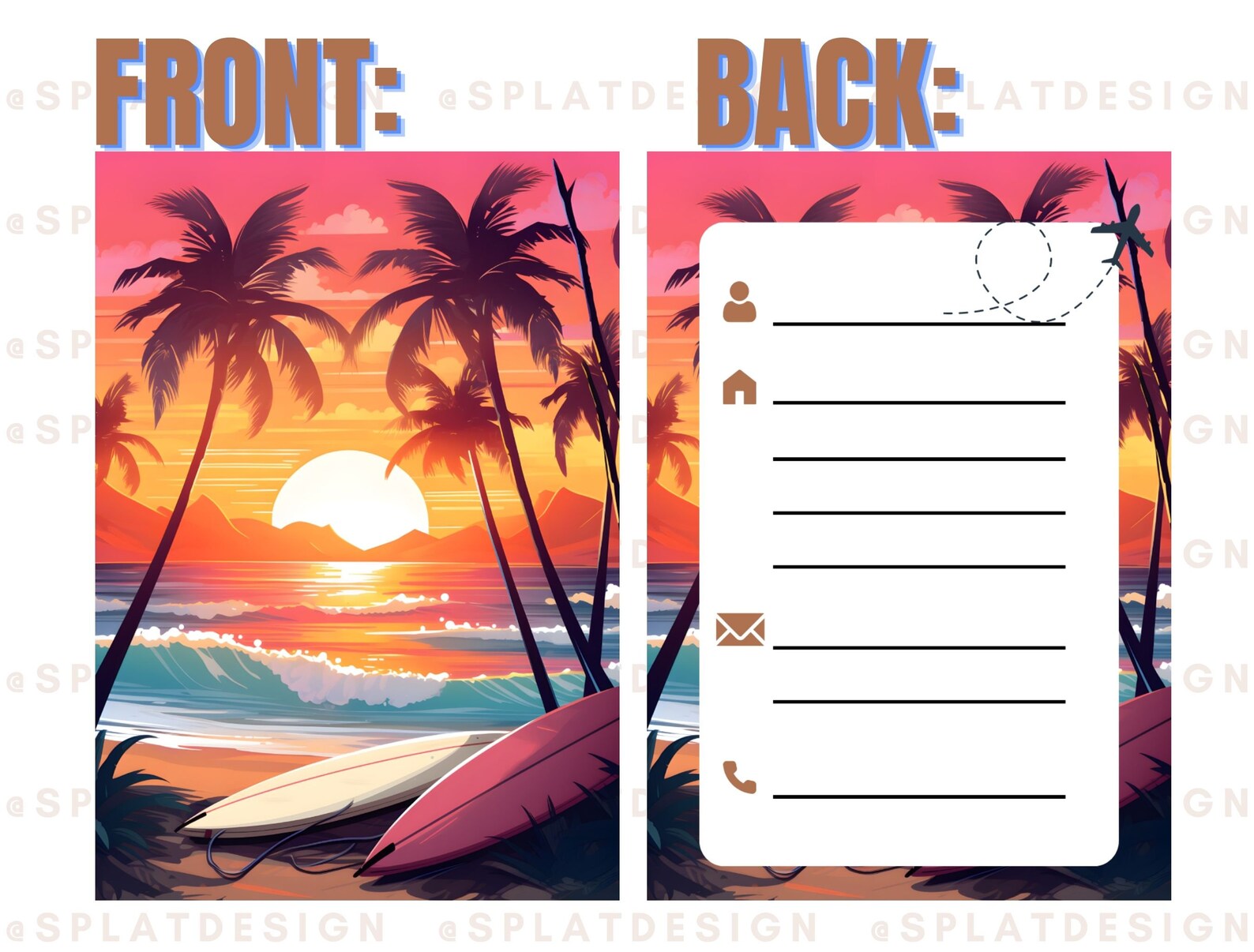 Summer Beach Luggage Tag Clipart Bag Tag Sublimation Design Template ...