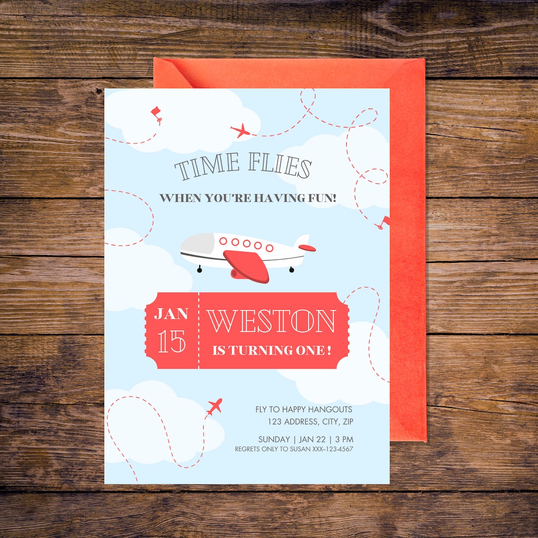 Time Flies 1st Birthday Party Invitation - Etsy