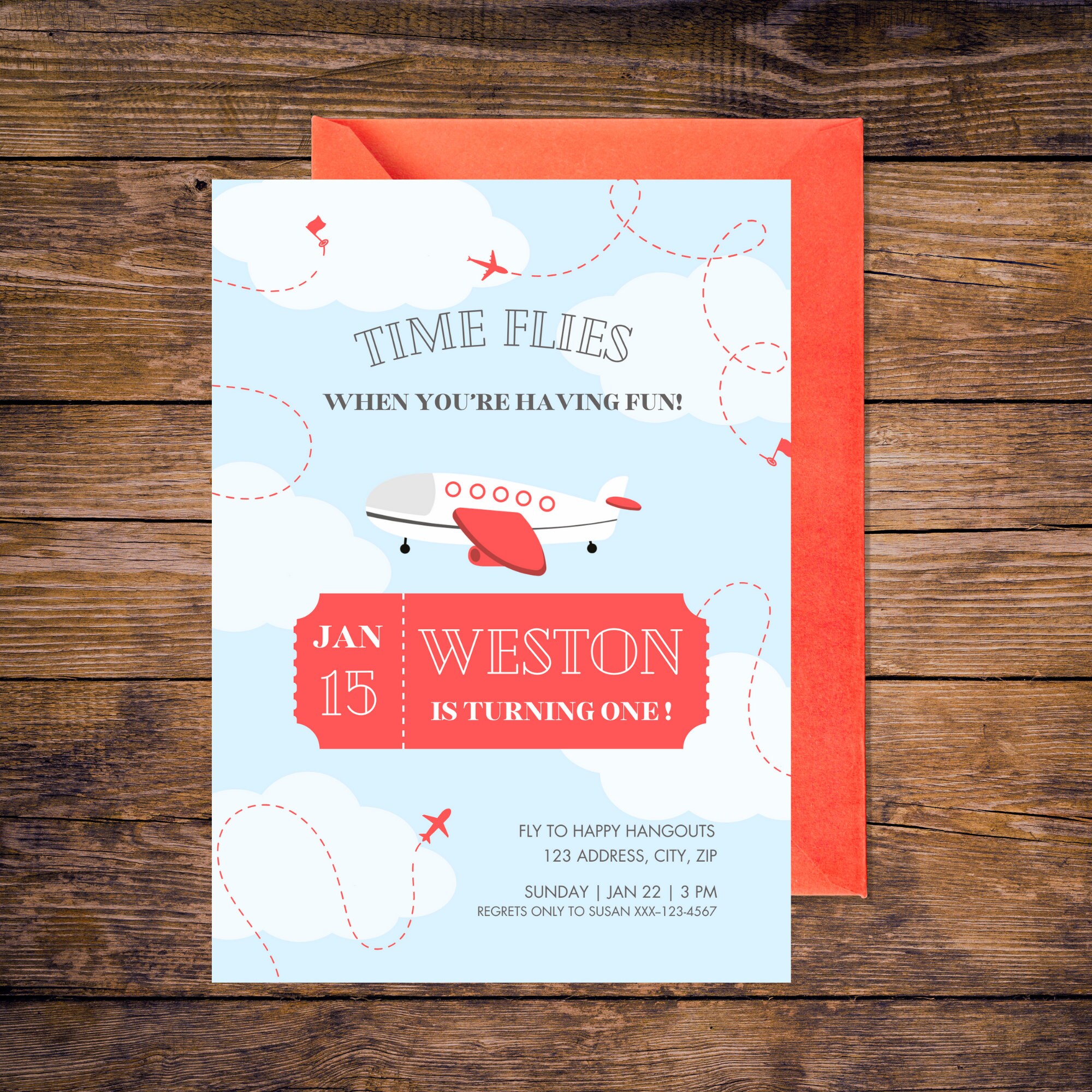 Time Flies 1st Birthday Party Invitation - Etsy