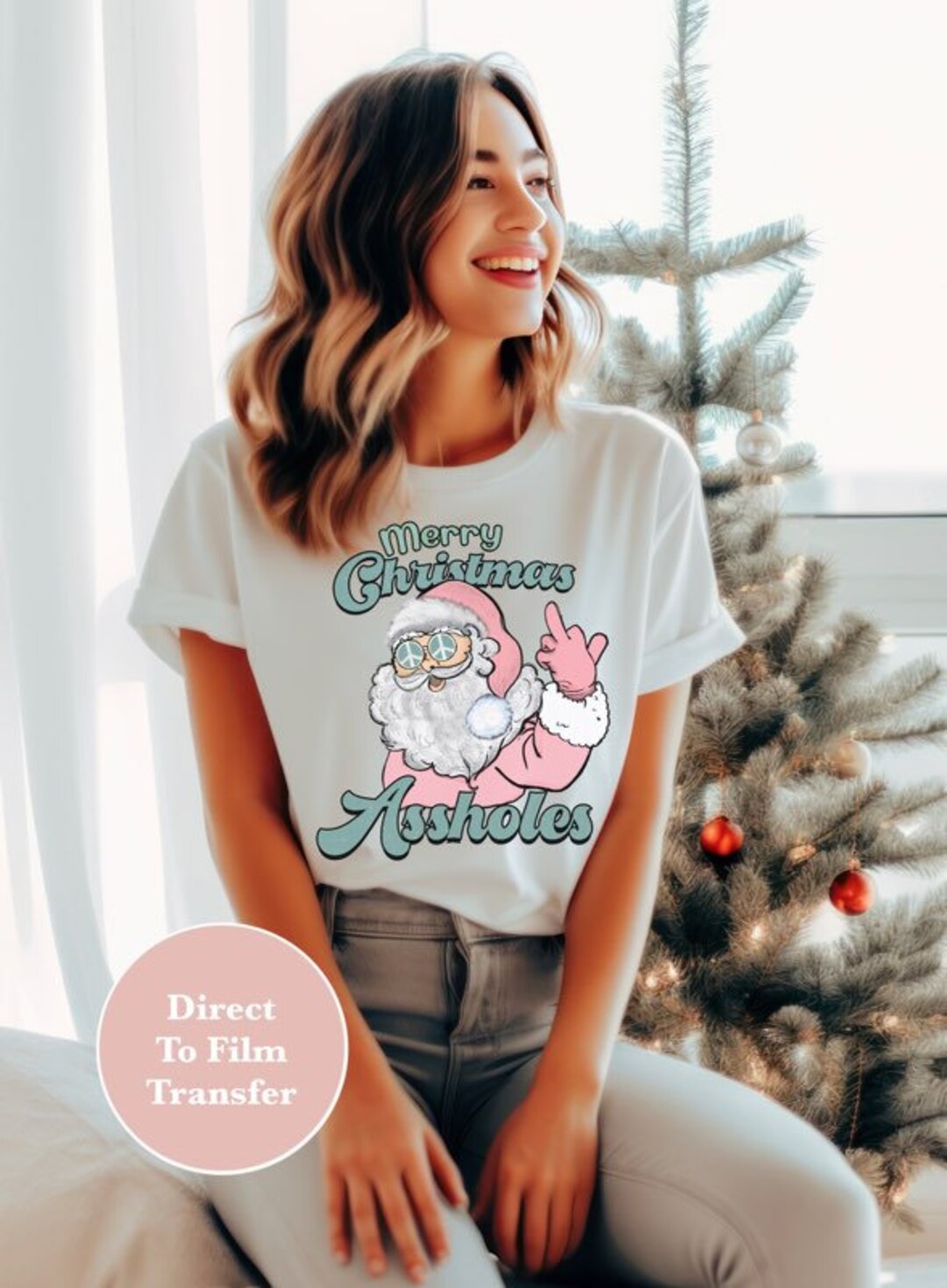 Merry Christmas Retro Santa DTF Transfer - Etsy