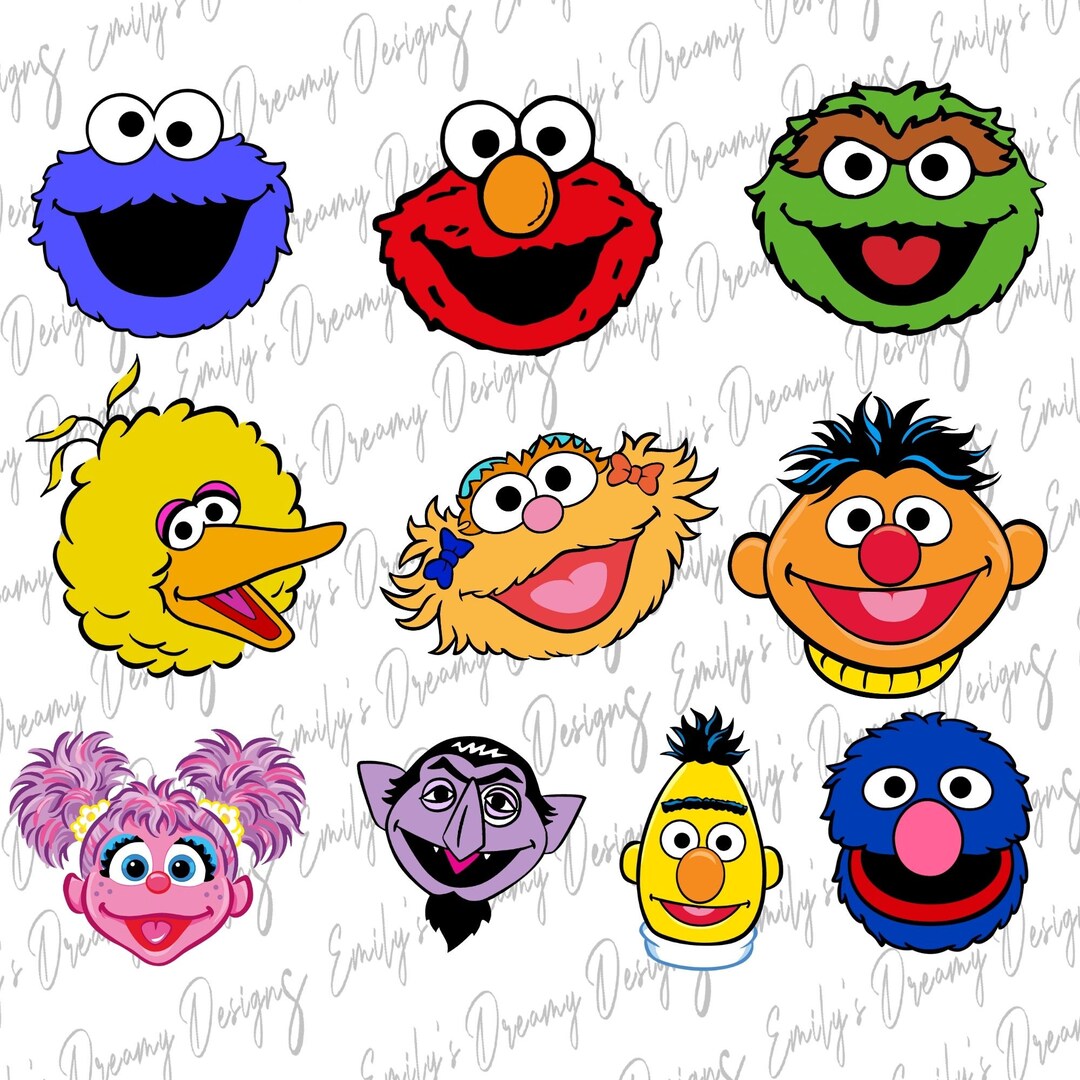 Têtes de monstre visages Elmo SVG PNG Bundle Sésame Monstres - Etsy France