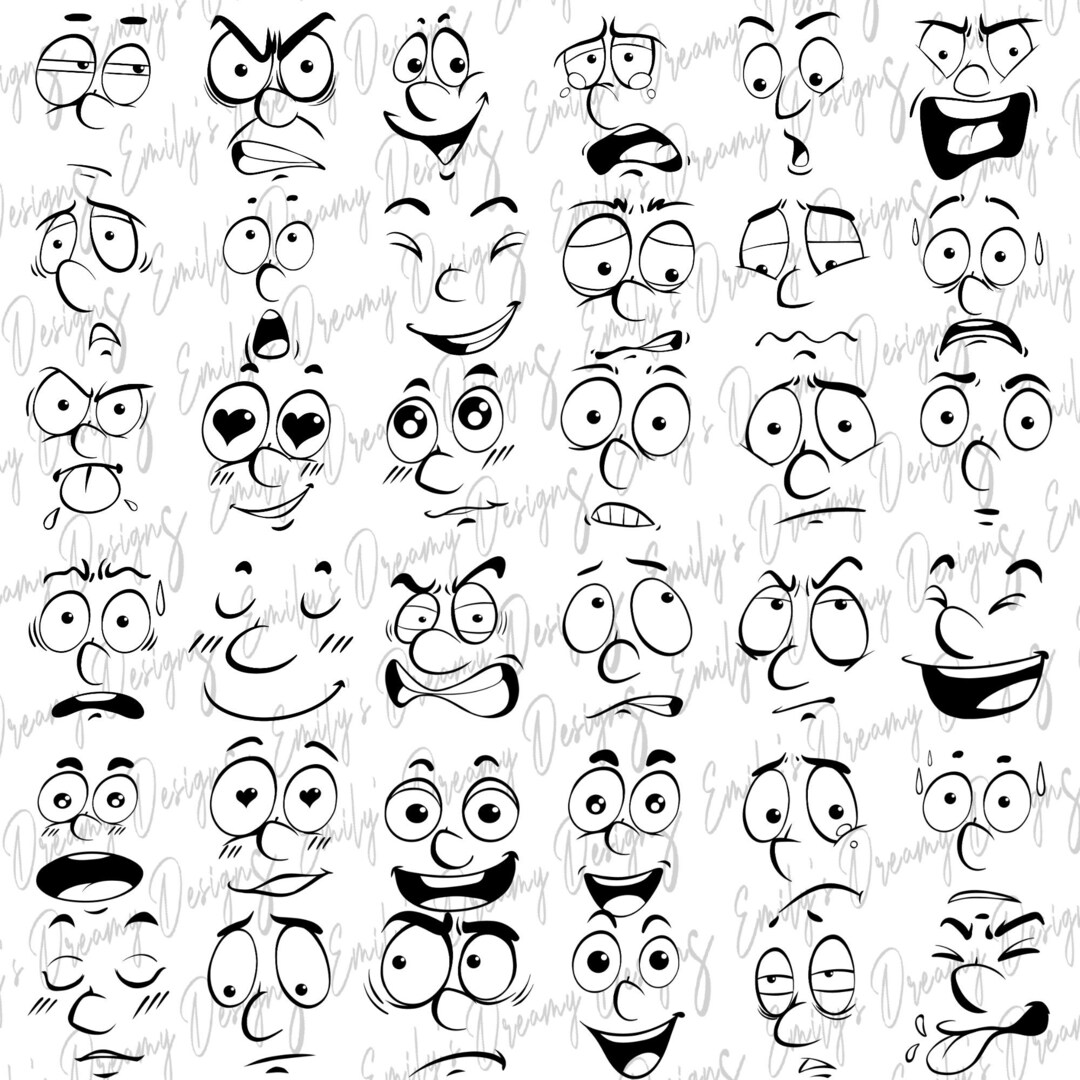 Face Gestures Mimic SVG PNG Clipart Bundle Cricut Silhouette - Etsy