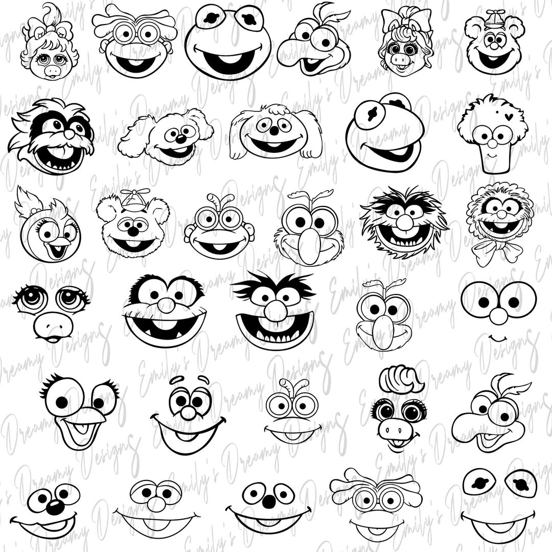 Muppet Baby Head and Face Outlines SVG PNG Full Bundle Muppet - Etsy