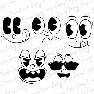 45 Faces Gestures Mimic SVG PNG Clipart Bundle Cricut Silhouette ...