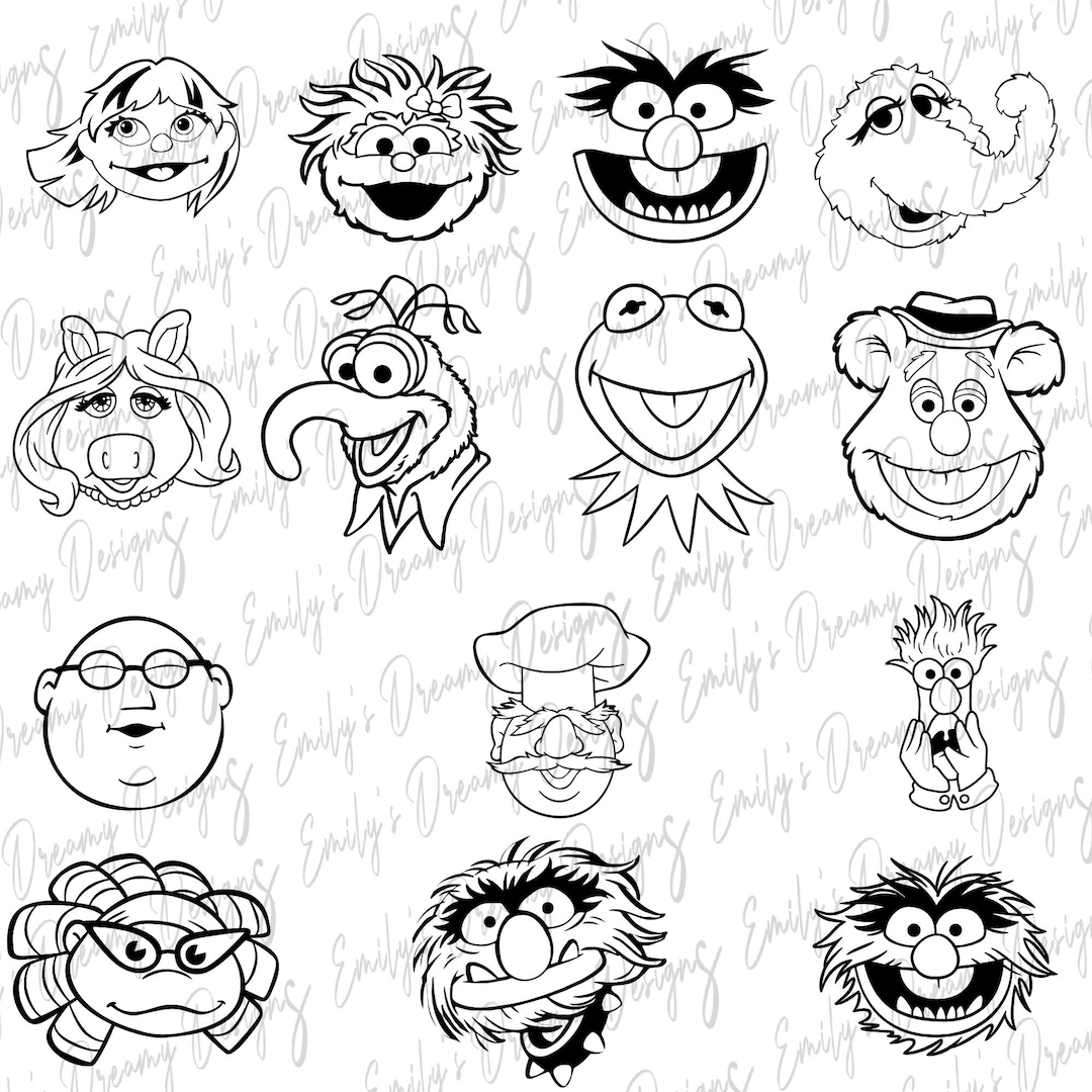 Muppet Heads Outlines SVG PNG Bundle Muppet Svg Png Muppet - Etsy