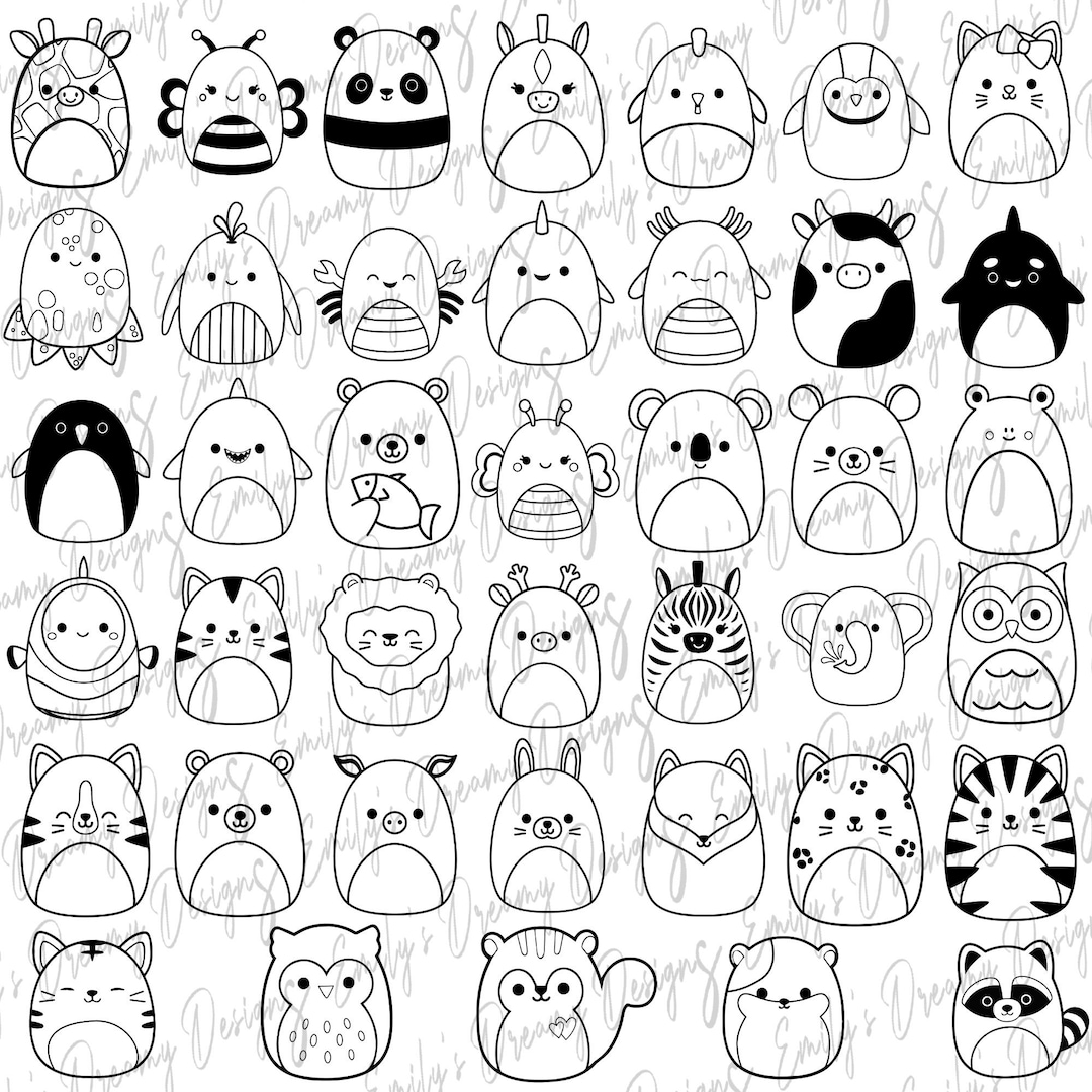 40 Squishmallow Animals Outlines PNG SVG Clipart Cricut - Etsy