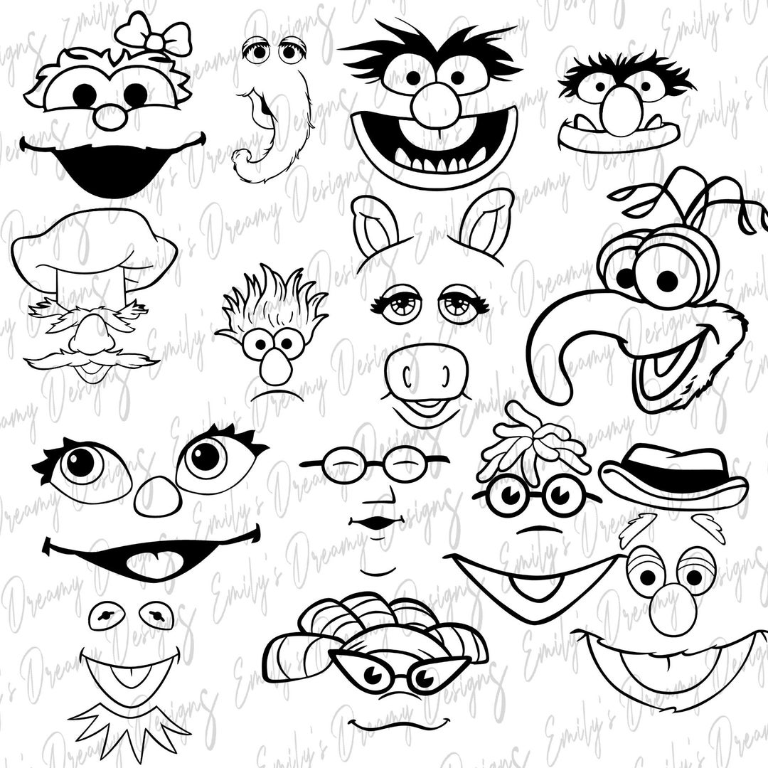 Muppet Faces Outlines SVG PNG Bundle Muppet Svg Png Muppet - Etsy