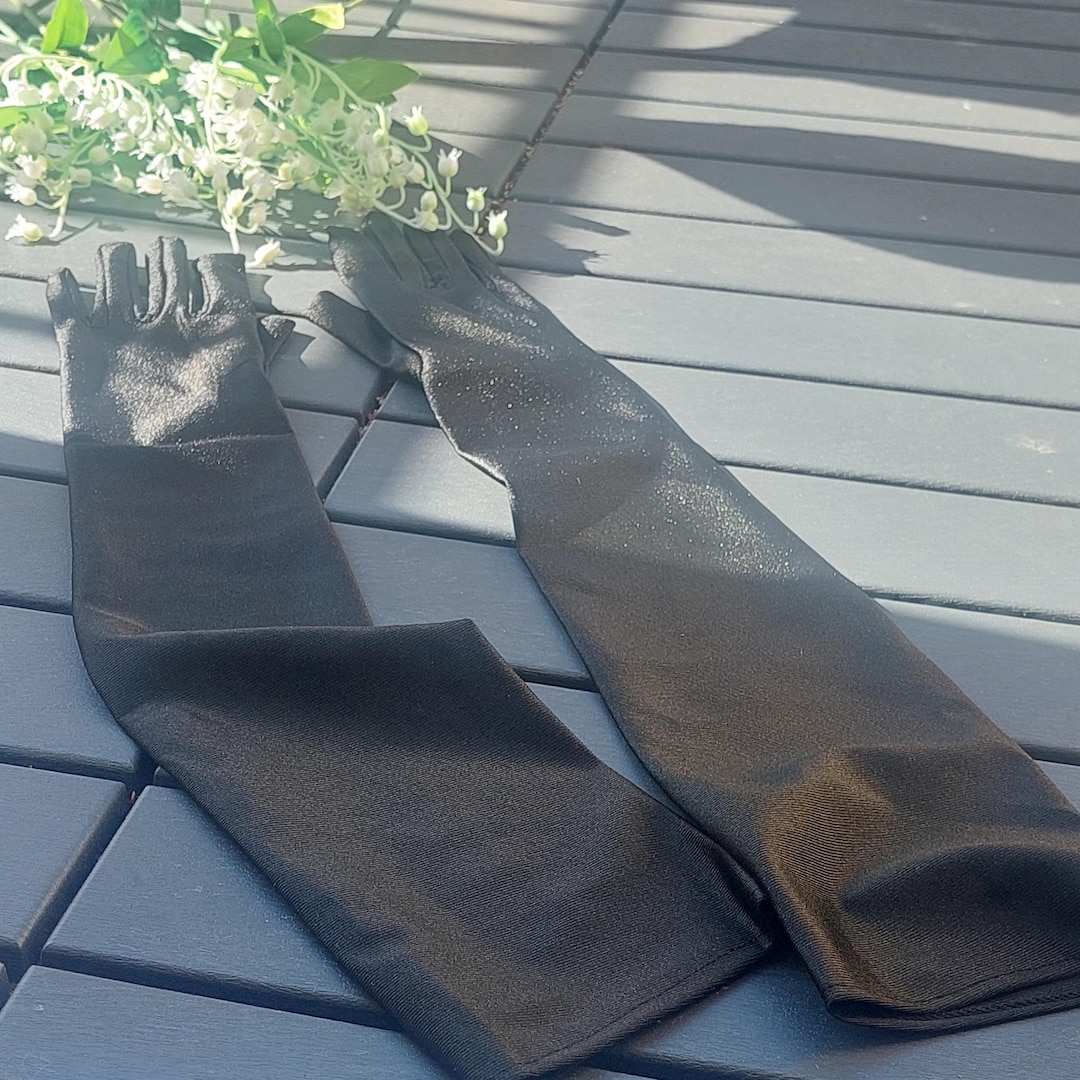 Long Evening Gloves Made of Satin Black, White, Red, Gray, Beige Retro ...