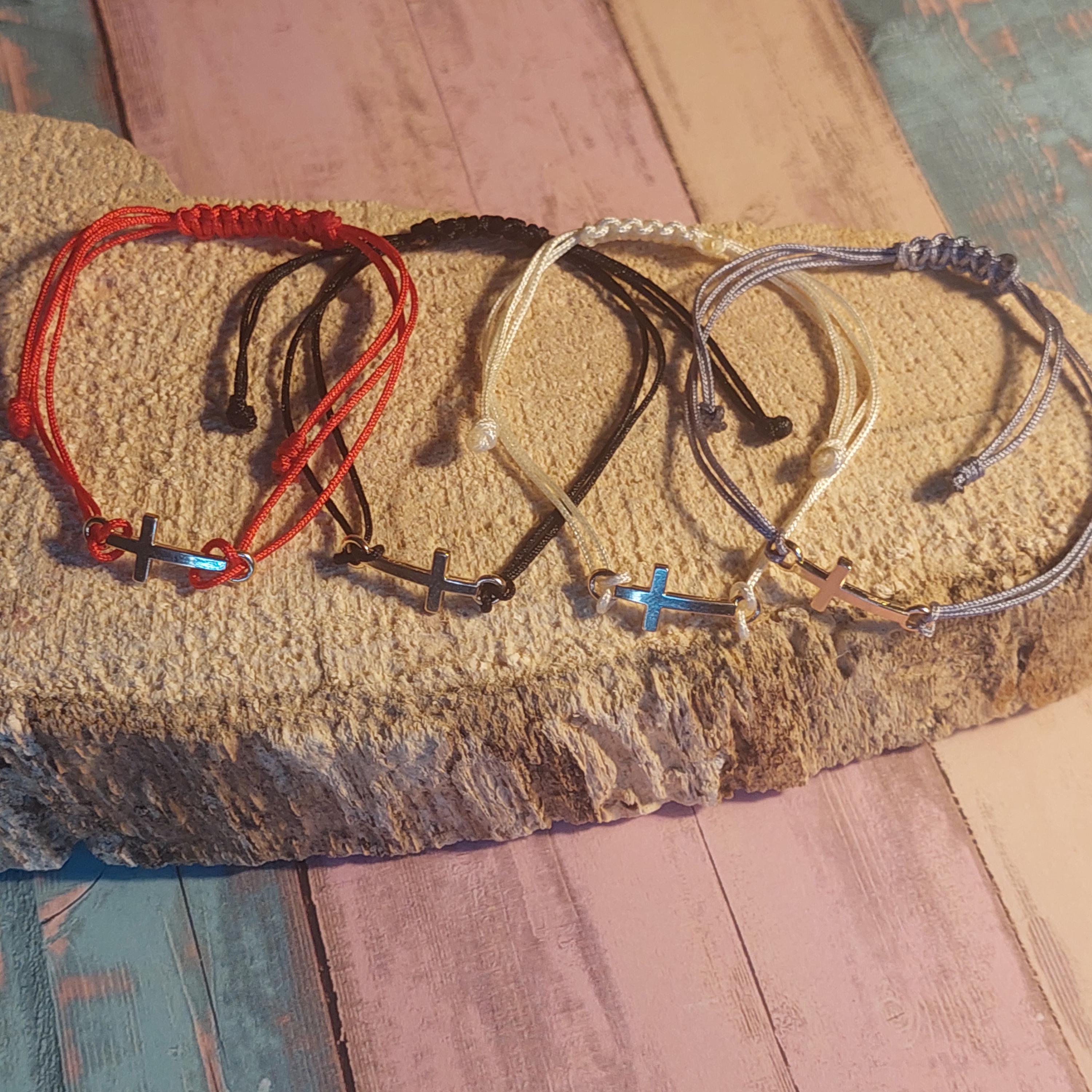 Minimalist Cross BRACELET Macrame Charm Bracelet Extendable Bracelet ...