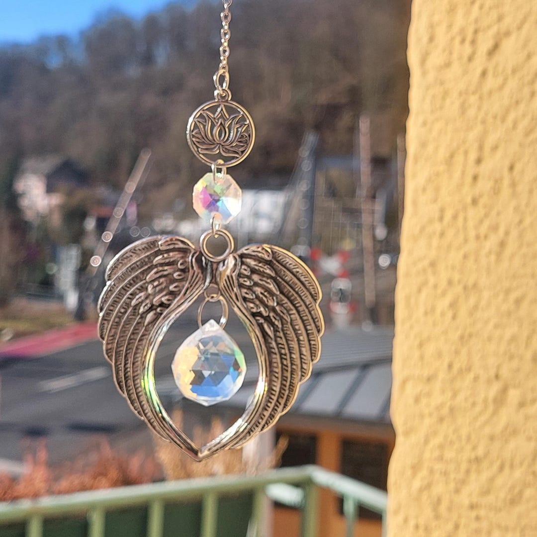 Angel Wings Crystal Suncatcher – Elegant Garden & Home Decor, Unique ...