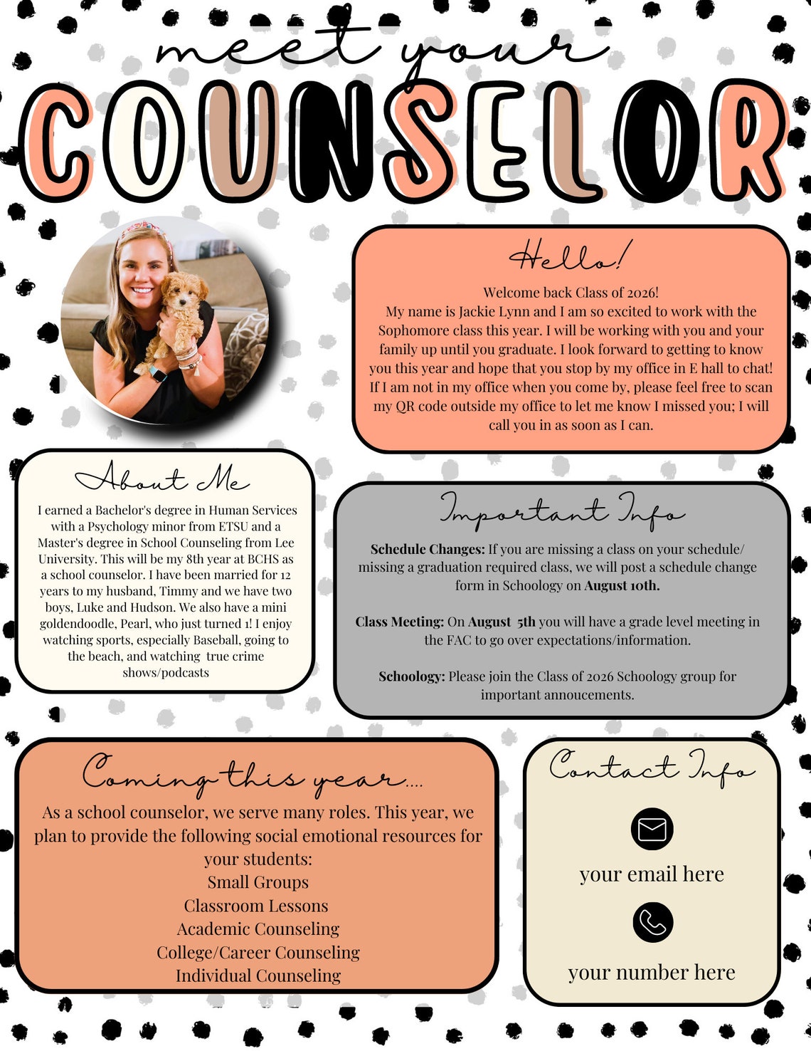 EDITABLE: Boho Meet the Counselor Canva Template instant Download free ...