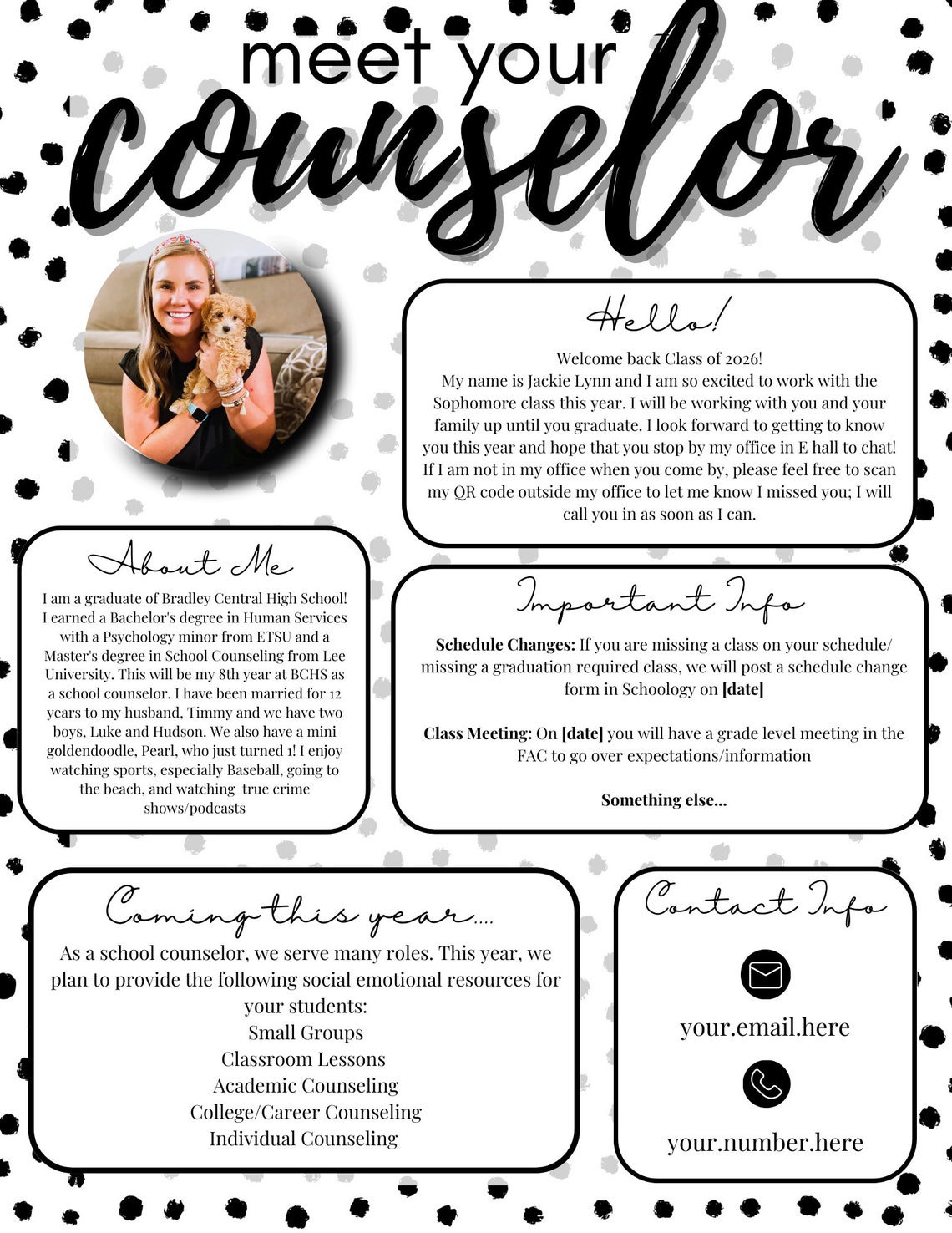EDITABLE: Boho Meet the Counselor Canva Template instant Download free ...