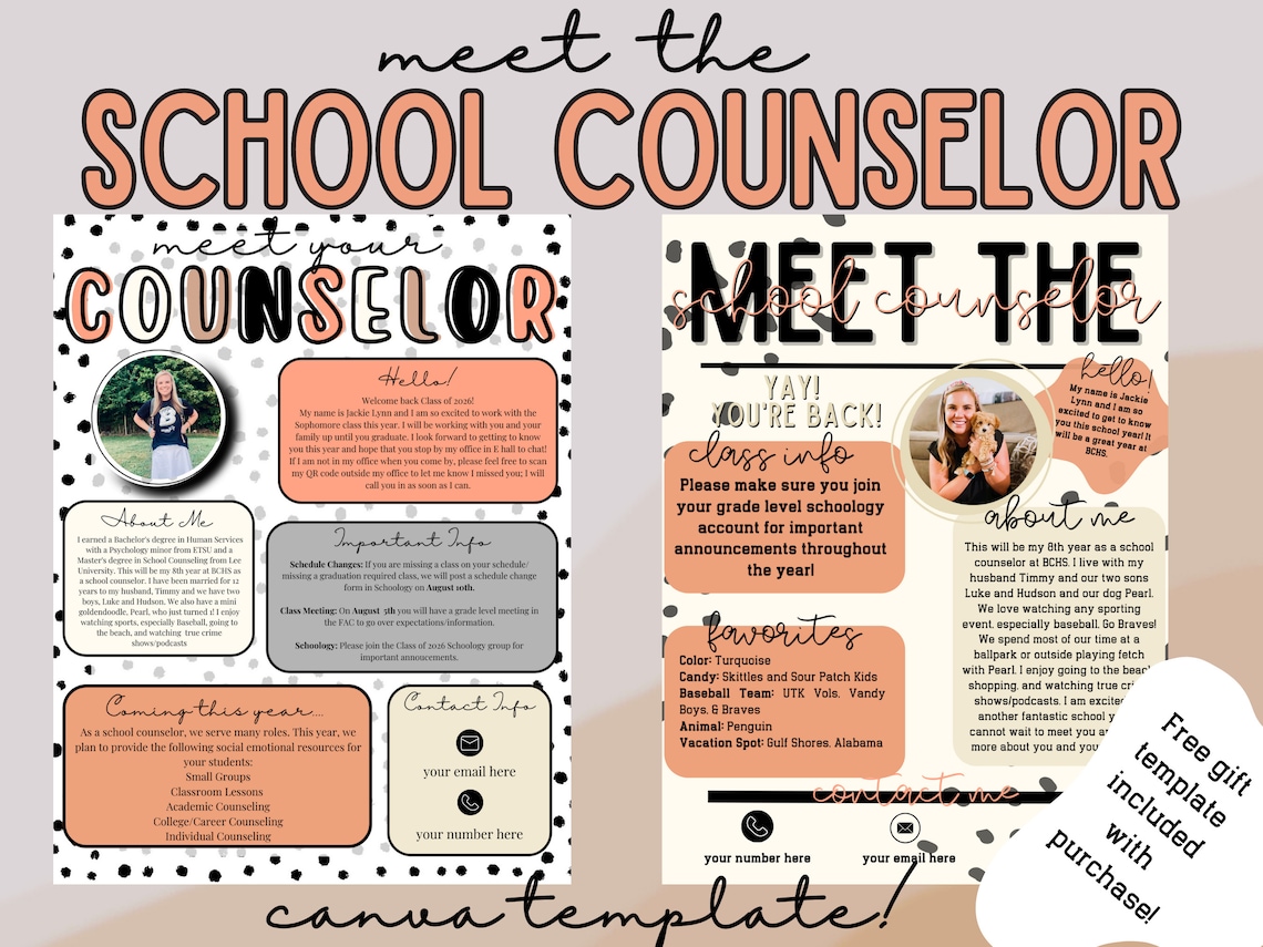 EDITABLE: Boho Meet the Counselor Canva Template instant Download free ...