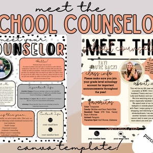 EDITABLE: Boho Meet the Counselor Canva Template instant Download free ...