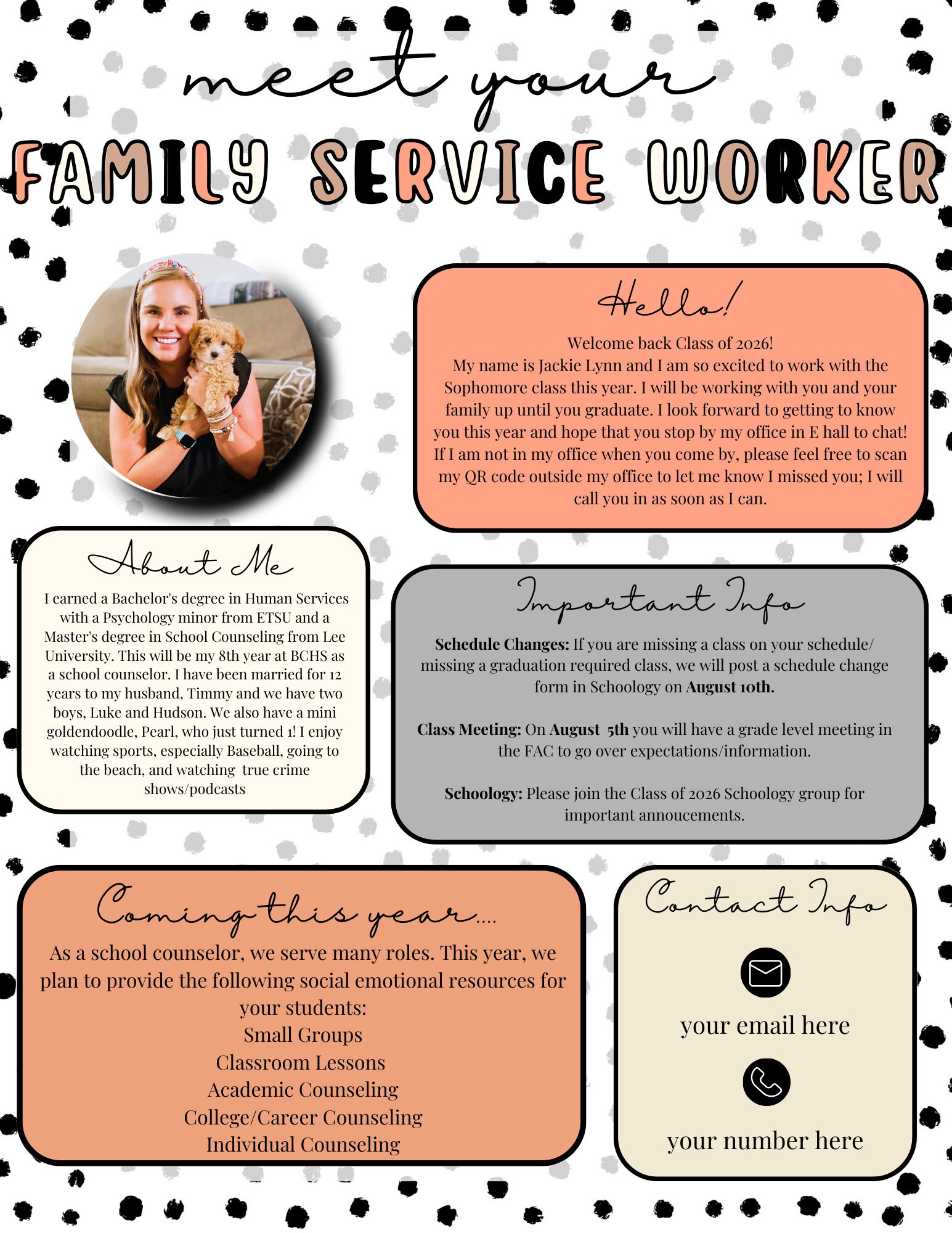 EDITABLE: Boho Meet the Family Service Worker Canva Template instant ...