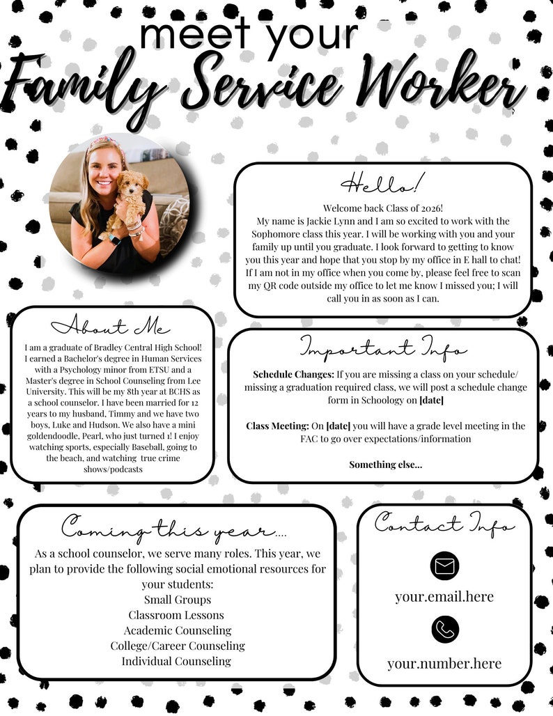 EDITABLE: Boho Meet the Family Service Worker Canva Template instant ...