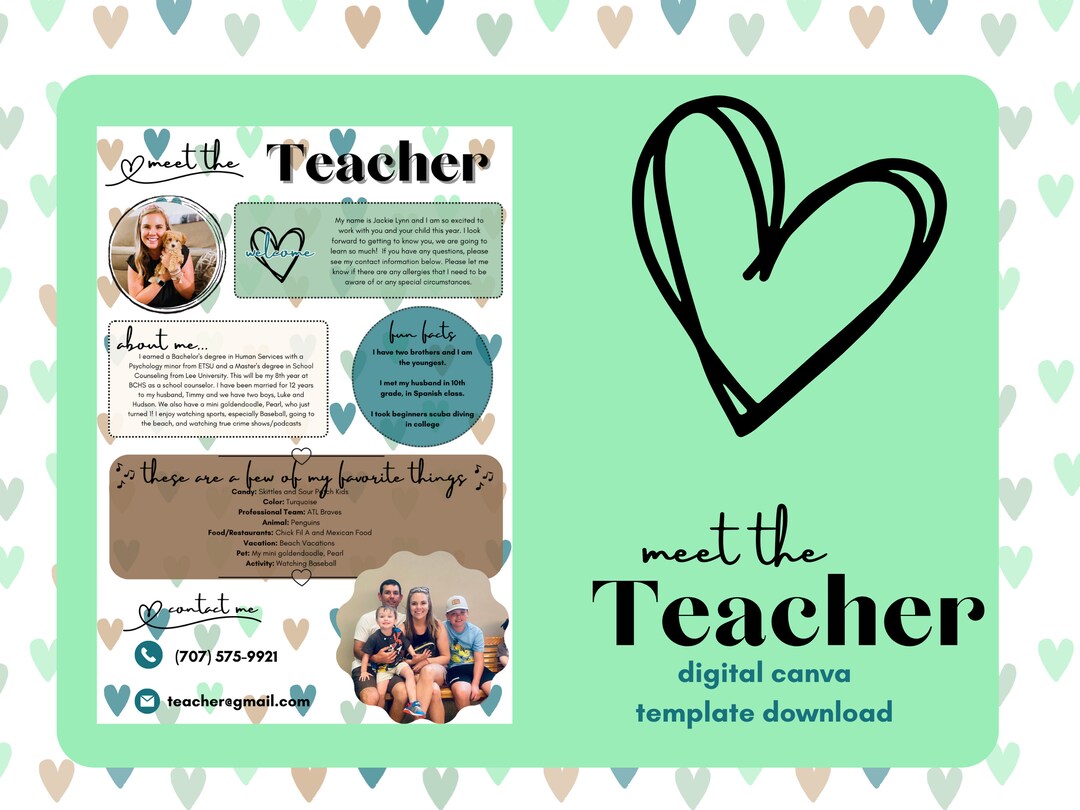 EDITABLE: "mint" to Be- Meet the Teacher Canva Template (instant ...