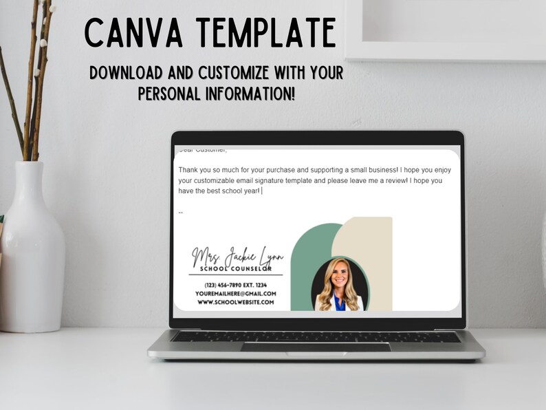 Gmail Email Signature for Educators CANVA Template-editable Boho Theme ...