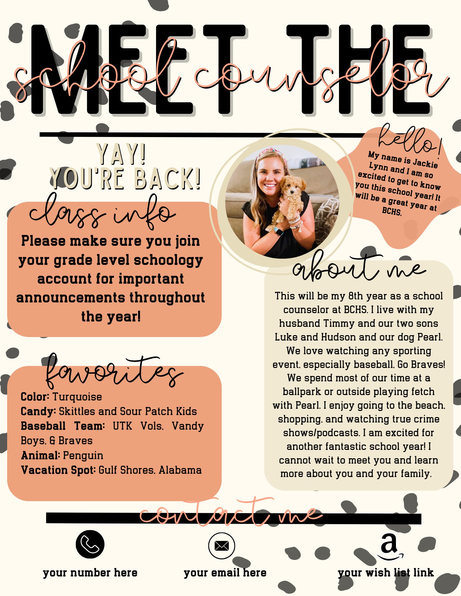EDITABLE: Boho Meet the Counselor Canva Template instant Download free ...