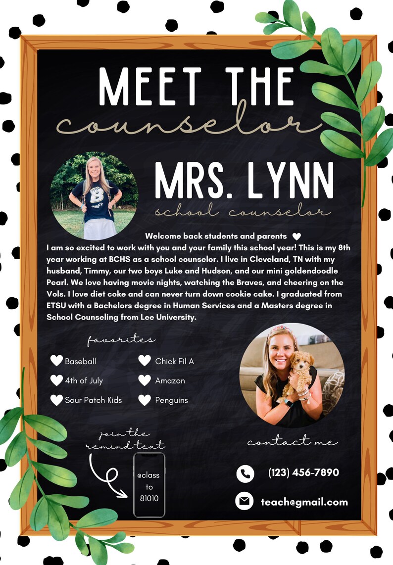 Meet the Counselor: Canva Template (instant Download) (editable) - Etsy