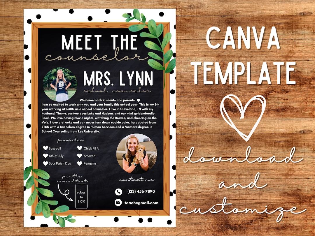 Meet the Counselor: Canva Template (instant Download) (editable) - Etsy