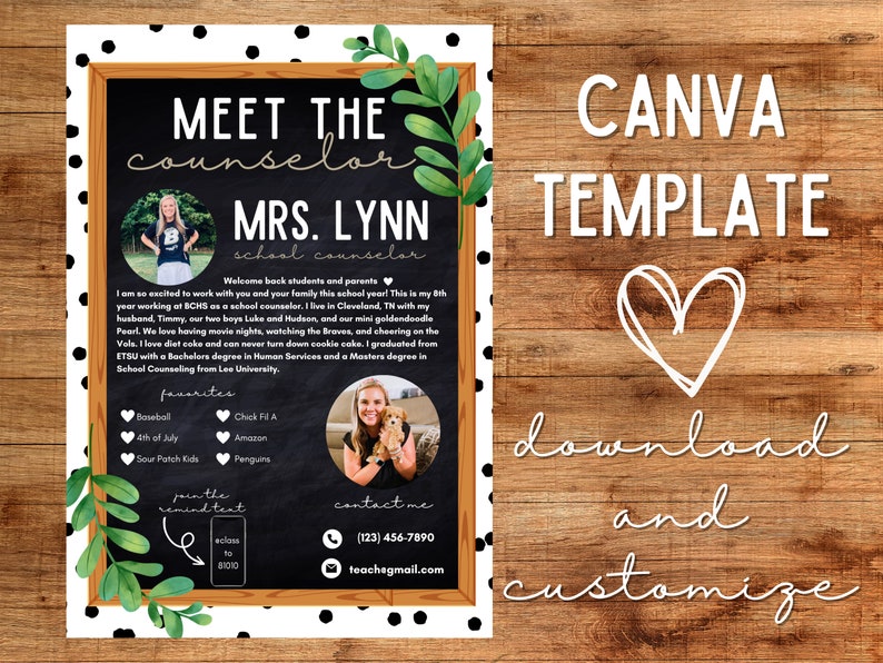 Meet the Counselor: Canva Template (instant Download) (editable) - Etsy
