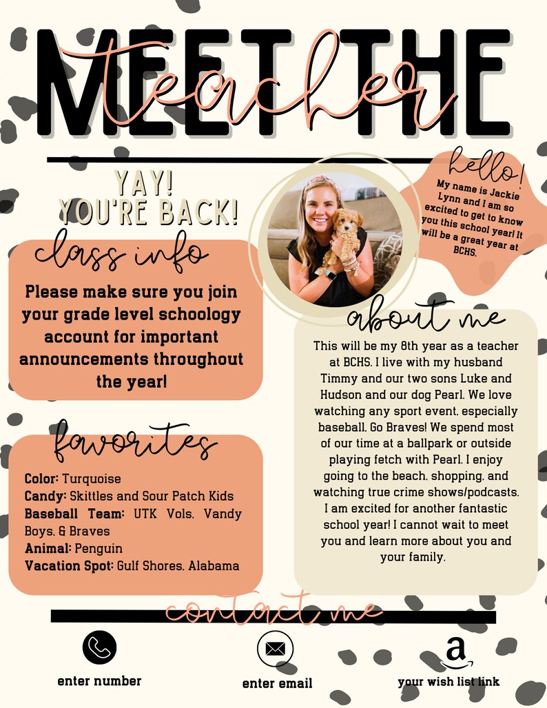 EDITABLE: Boho Meet the Teacher Canva Template (instant Download ...