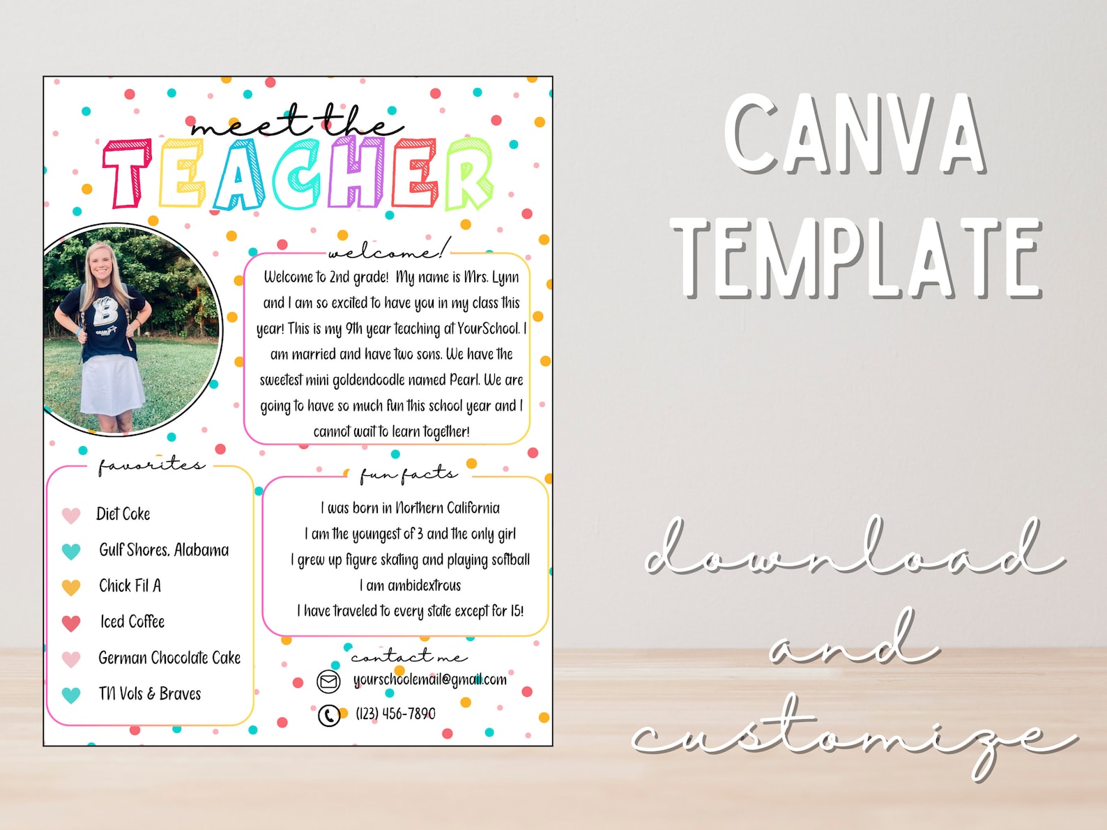 EDITABLE: Colorful Meet the Teacher Canva Template (instant Download) - Etsy