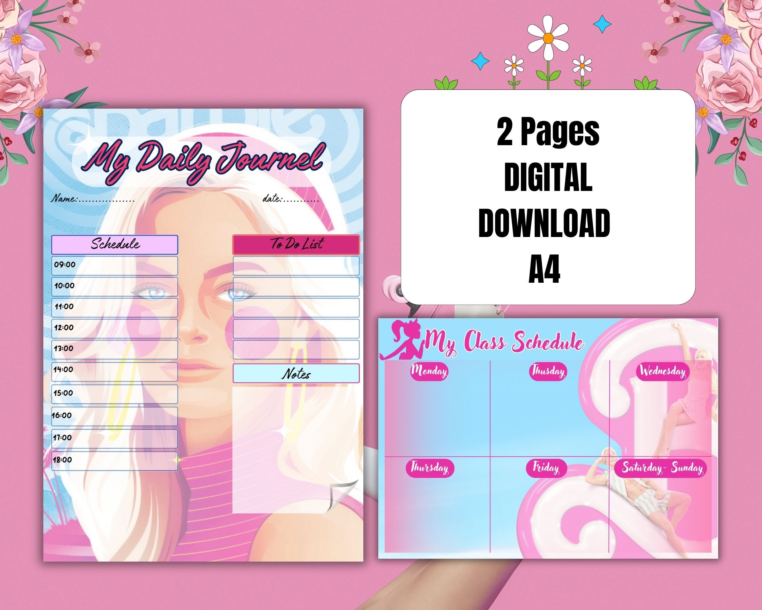 Barbie Class Schedule and Daily Journelbarbie Planner - Etsy