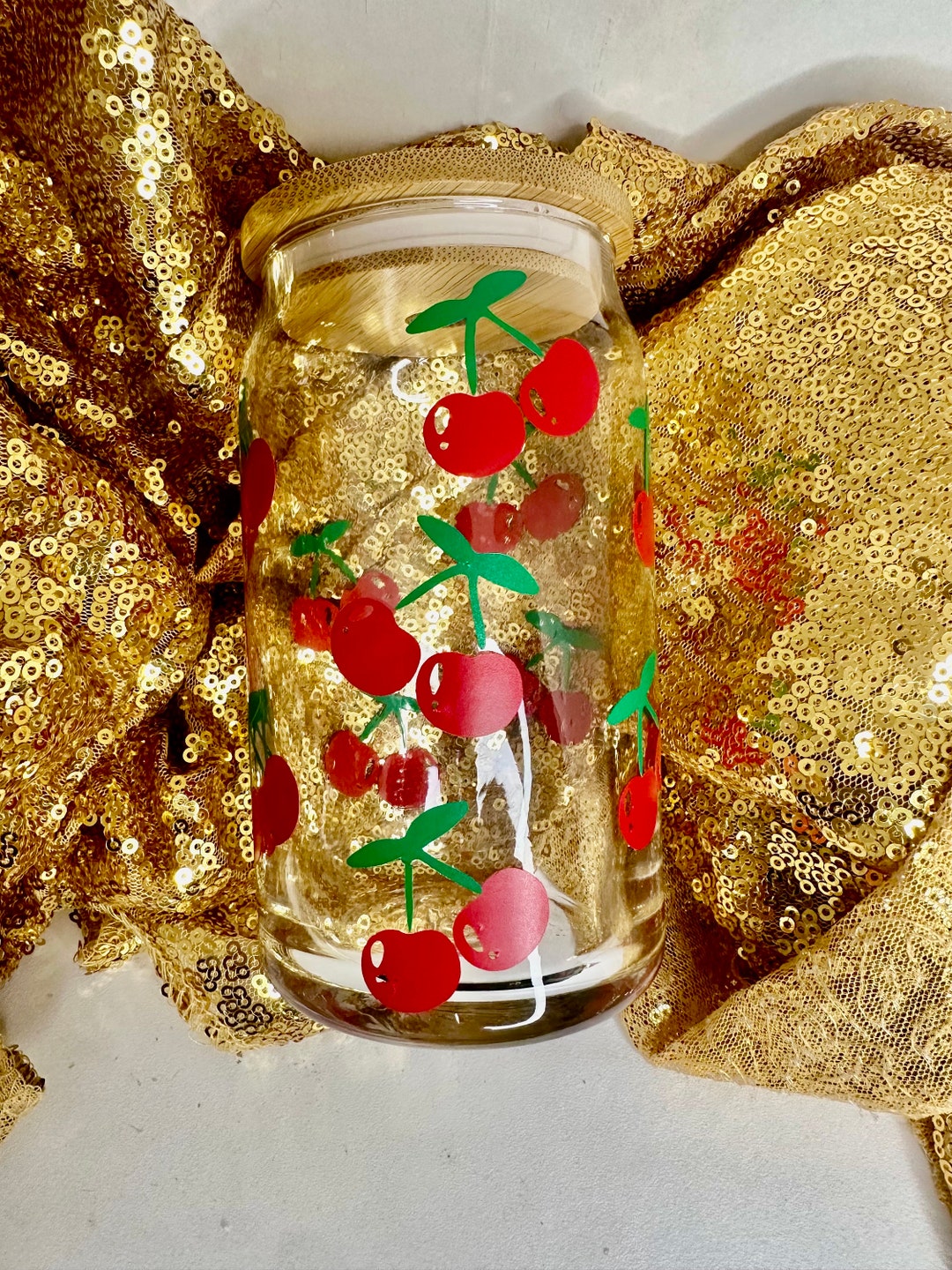 Cherry Coffee Beer Glass Cup Iced Coffee Glass Can Cherry Beer Can ...