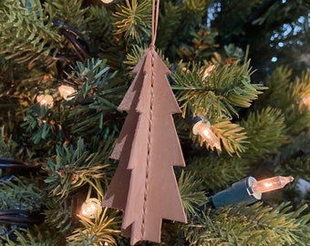 Handmade Leather Christmas Tree Ornament 2.25 Red Camel Leather - Etsy