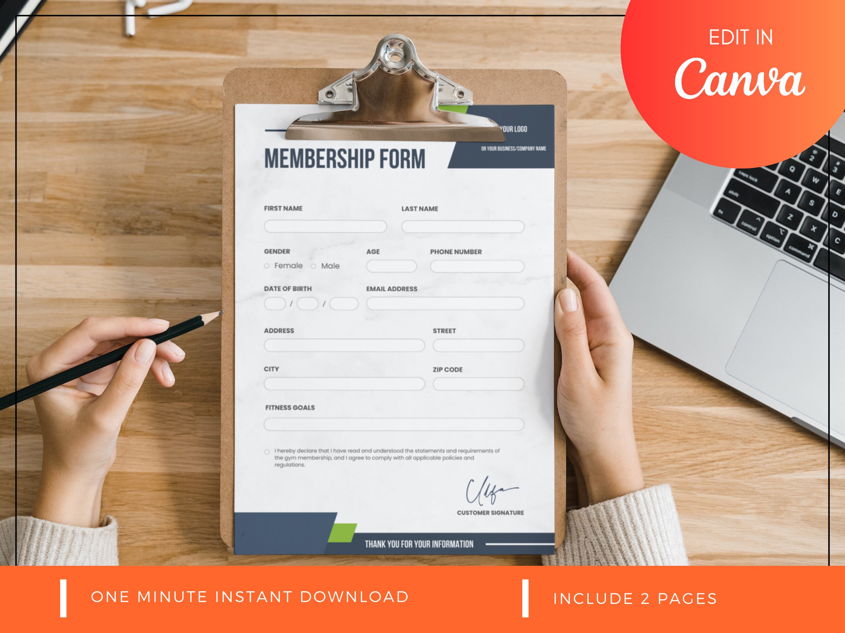 Membership Form Editable Canva Template, Membership Digital Form, Canva ...