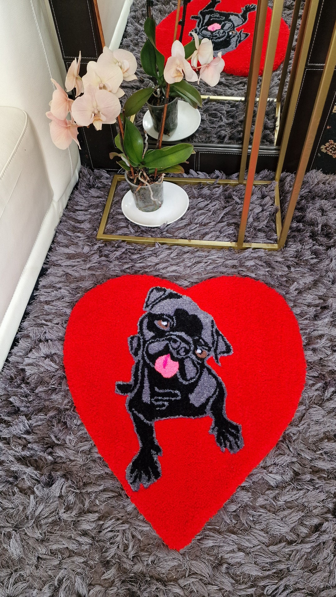 Handmade Tufting Rug Black Pug - Etsy