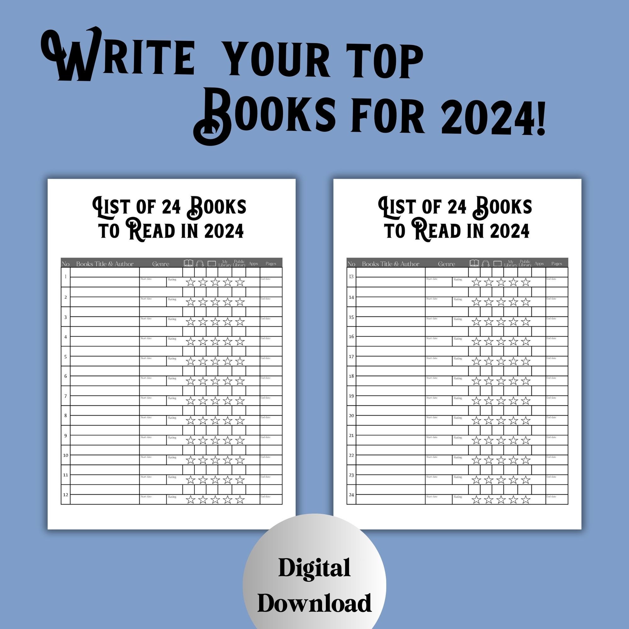 Read 24 Books in 2024 Challenge, 2024 Reading Tracker Colorful Designs ...