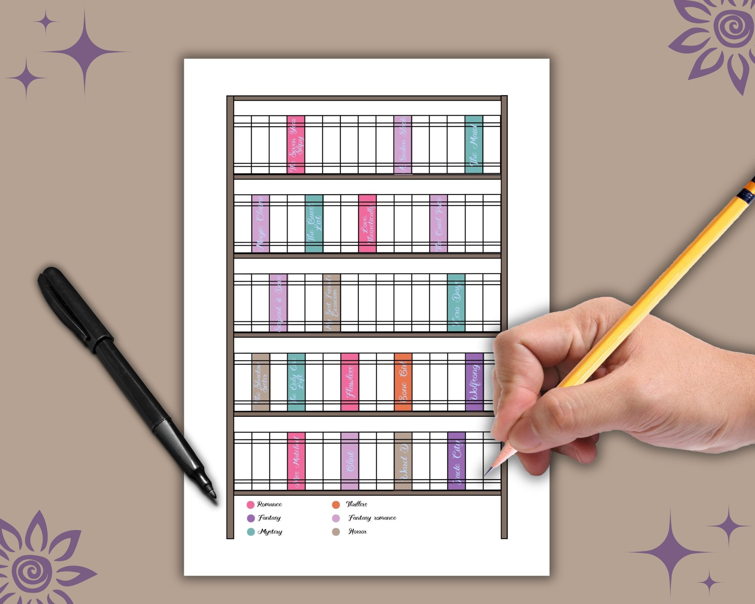 Bookshelf Tracker to Color Reading Journal Printable for - Etsy