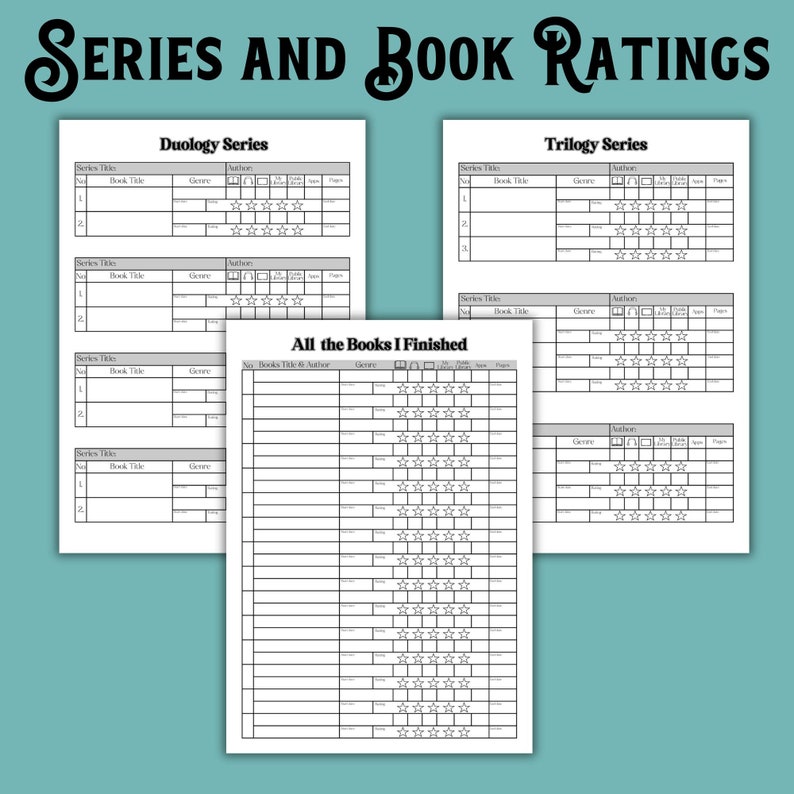 Series Tracker With Series and Book Ratings for Booklover Gift for ...