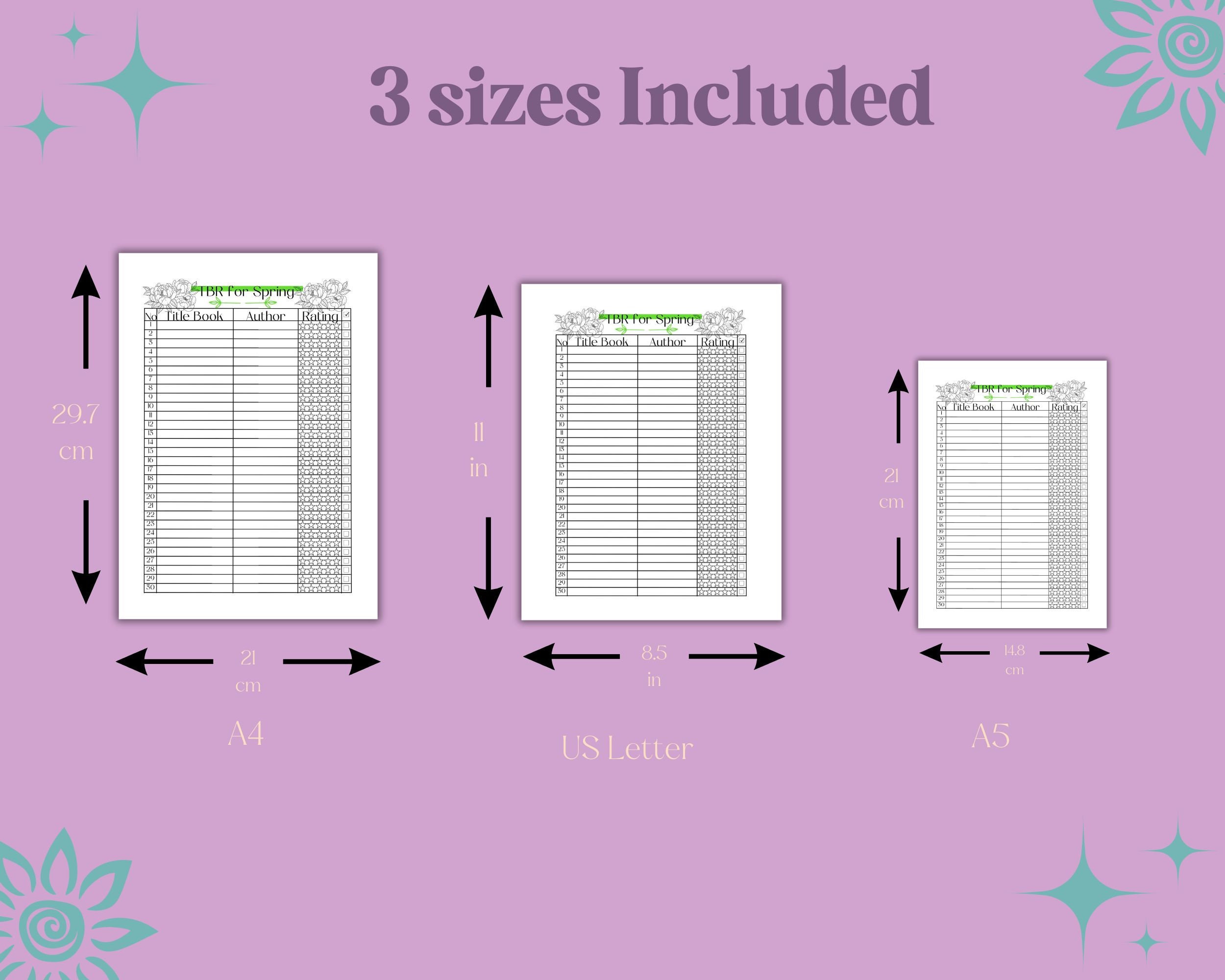 All Seasons TBR Reading Journal Printable for Bookworm Gift Reading ...