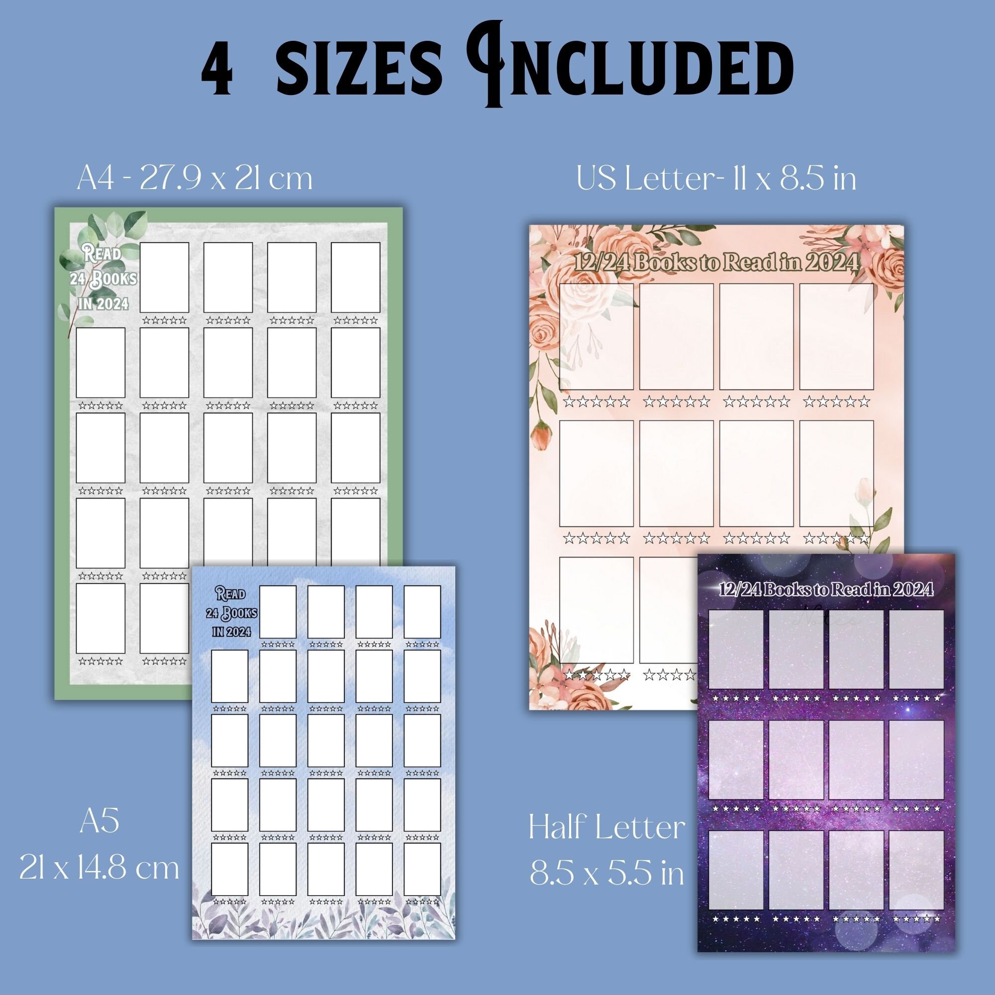 Read 24 Books in 2024 Challenge, 2024 Reading Tracker Colorful Designs ...