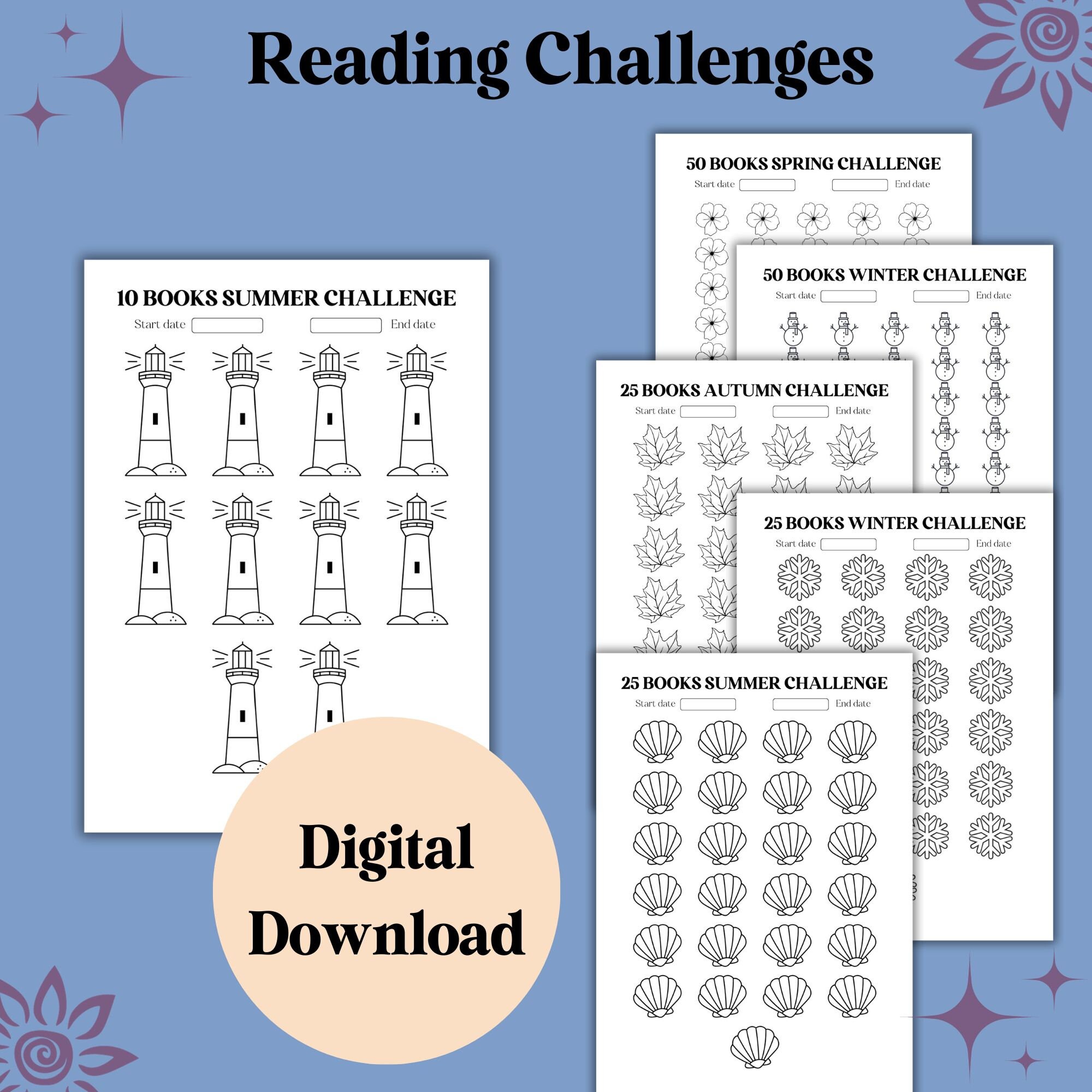 Printable Reading Challenges for Booklover Gift TBR Challenge What to ...