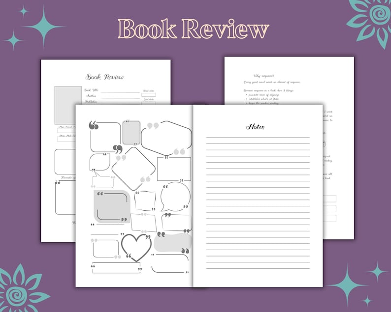 Book Review Printable Template for Book Lover Gift Digital - Etsy
