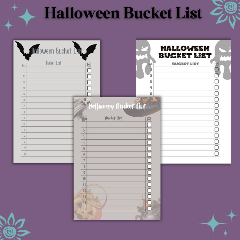 Printable Halloween Bucket List PDF Templates Spooky Season PDF Planner ...