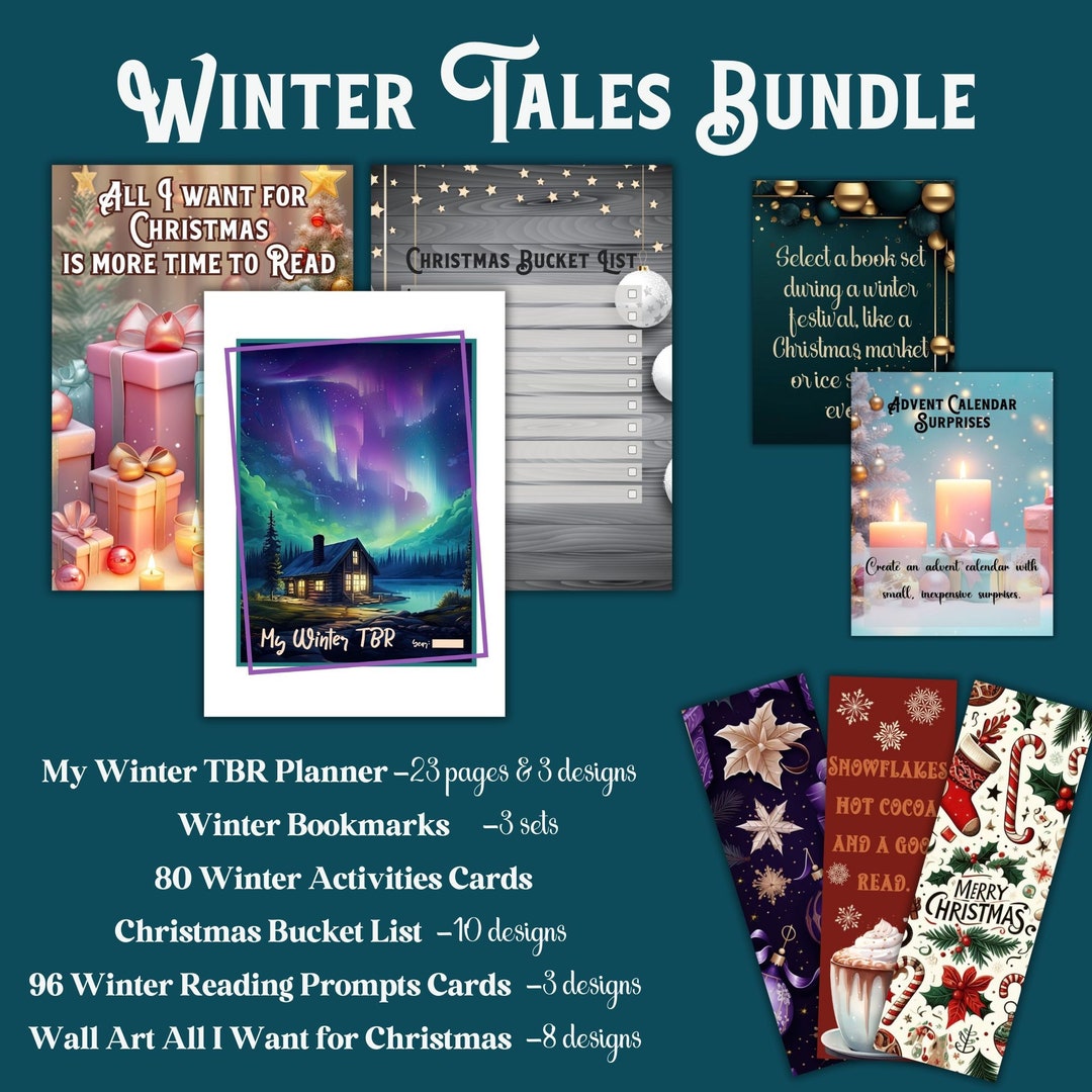 Winter Tales Bundle -96 Winter TBR Cards, Winter Bookmarks, Wall Art ...